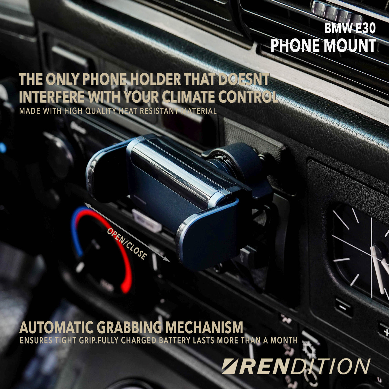 BMW E30 Phone Mount | Console Blank Slot Install | Auto-Grab, Magnetic ...