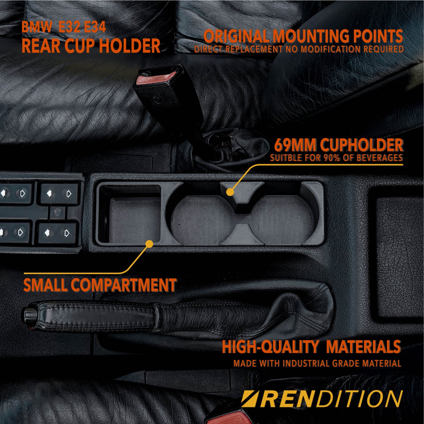 BMW E34 Front Cup Holder V2 | Rendition Design – Rendition Design ...