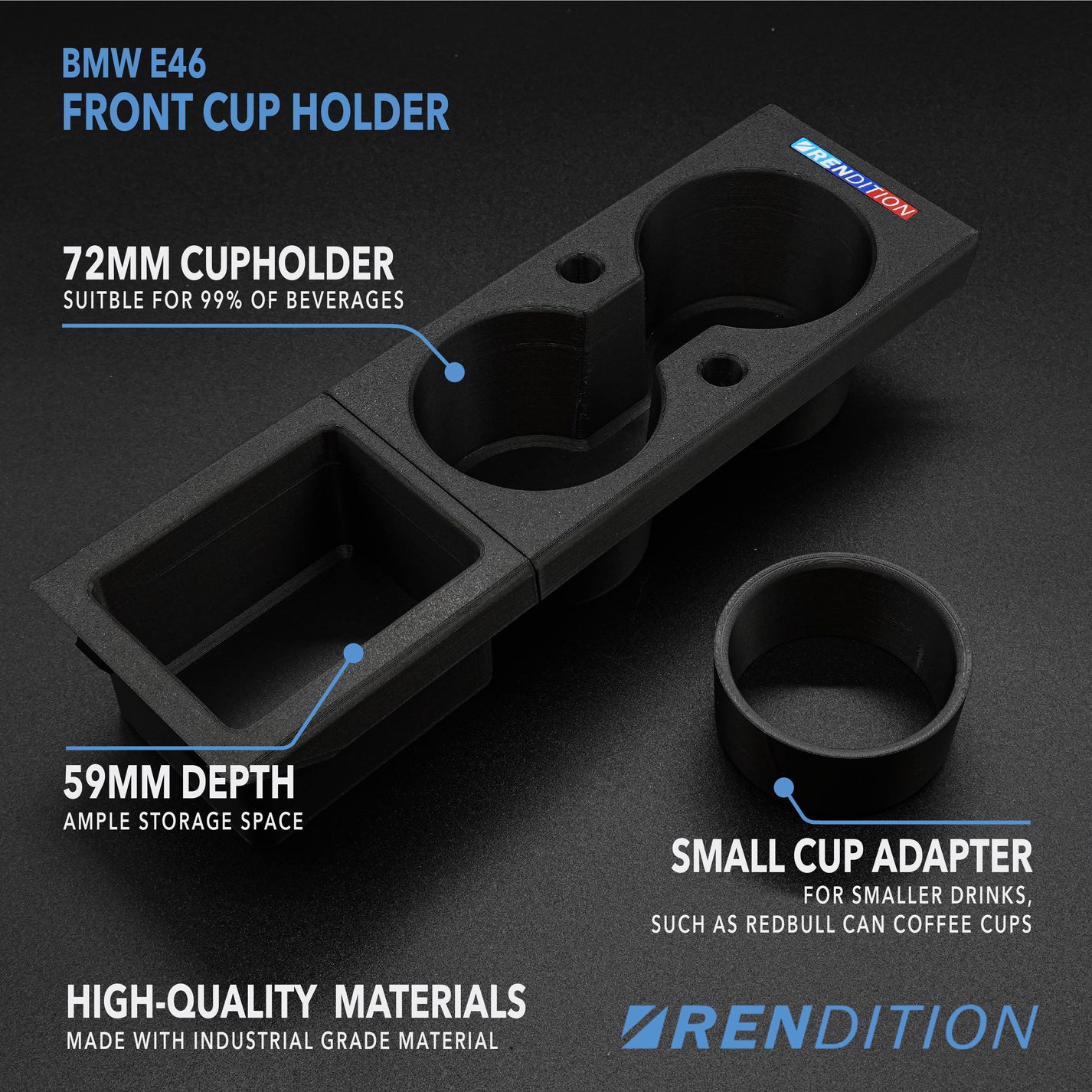 BMW E46 FRONT CUP HOLDER – Rendition Design & Manufacturing